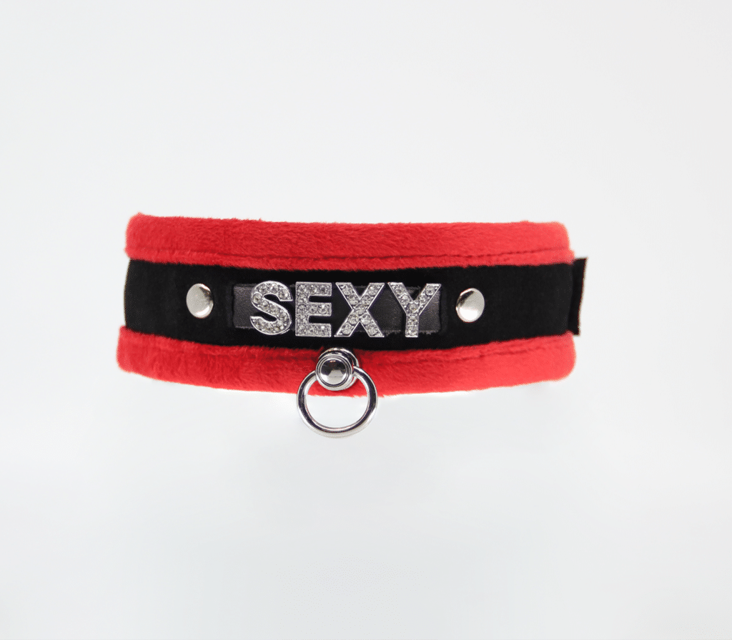 Diamanté ‘Sexy’ Fluffy Collar in 4 Colours | Love In Leather